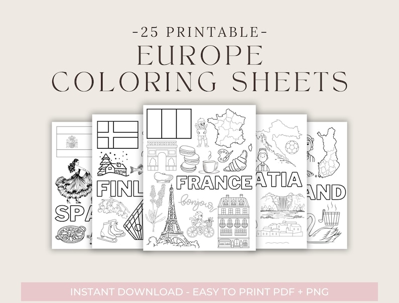 Printable Europe Countries Coloring Book Sheets for Kids Homeschool ...
