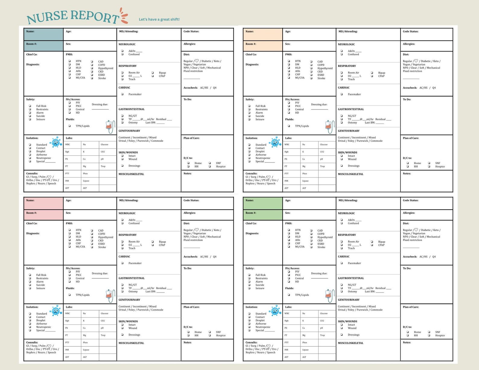 Nurse Brain Sheet (med Surg/tele/nursing Students) PDF Templates - Etsy