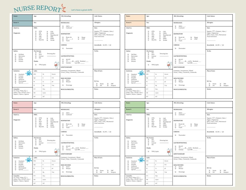 Nurse Brain Sheet (med Surg/tele/nursing Students) PDF Templates - Etsy