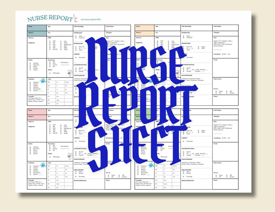 Nurse Brain Sheet (med Surg/tele/nursing Students) PDF Templates - Etsy