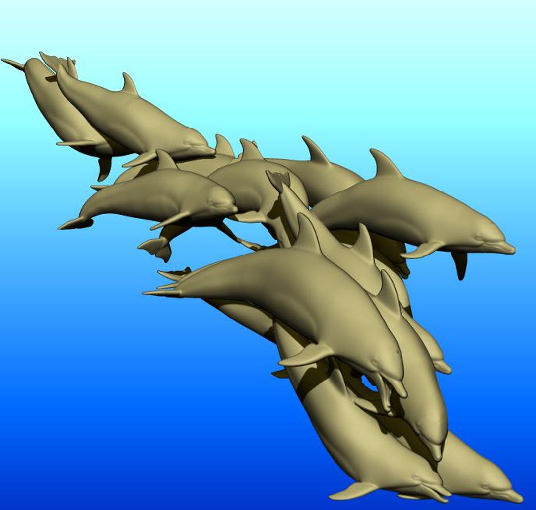 Pod of Dolphins - Ready for 3D Printing. Instant Download Quality STL ...