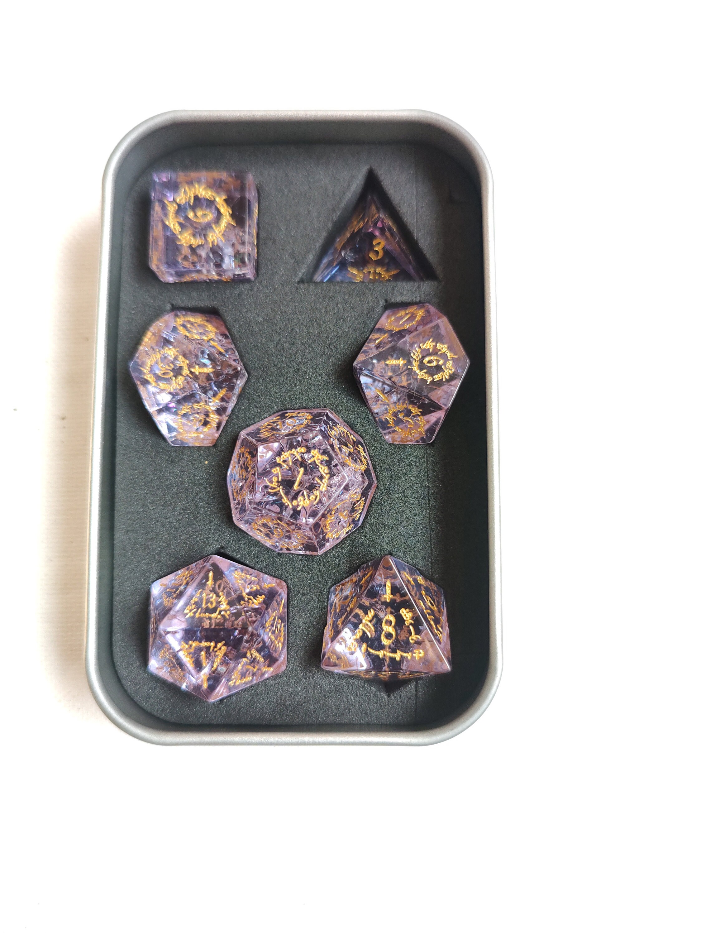 Crystal DND Dice Set Hand Crafted With Natural Crystal, Unique Design Gemstone Dice Set Dungeons ...