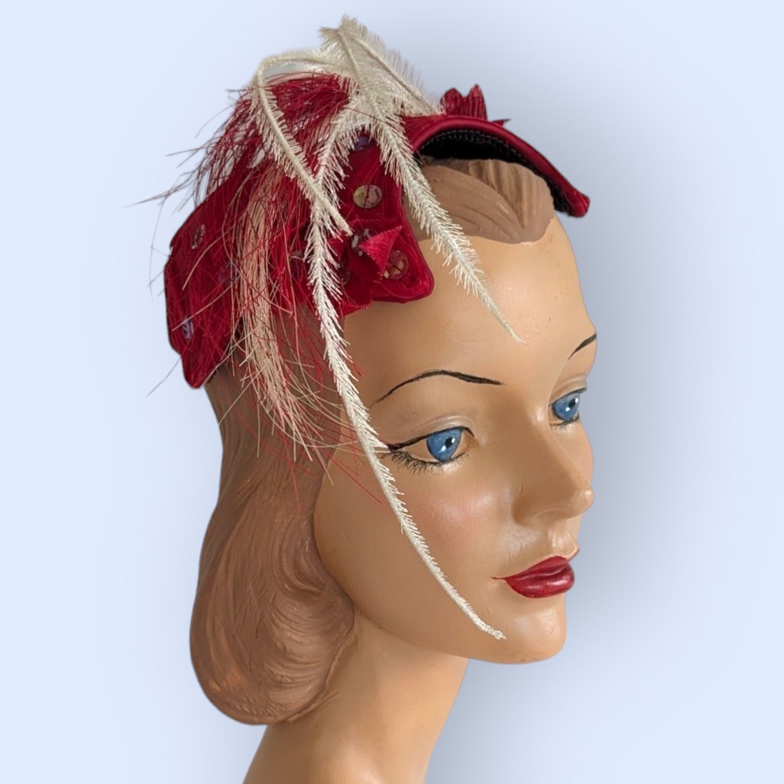 Lorelei 1950s Style, Ruby Red Hollywood Inspired Headdress. Decorated ...