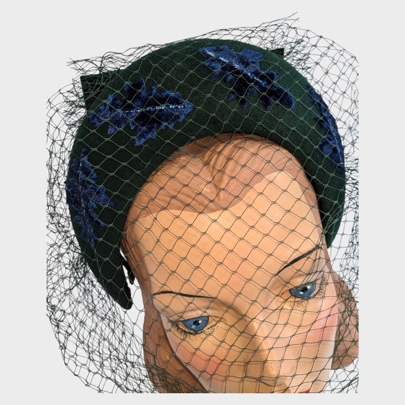 Kelly Bottle Green, Wool Felt Halo Decorated With Vintage Velvet Leaves ...