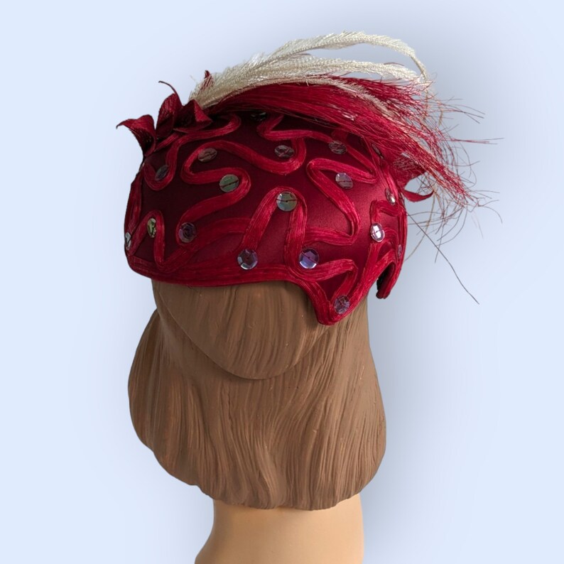 Lorelei 1950s Style, Ruby Red Hollywood Inspired Headdress. Decorated ...