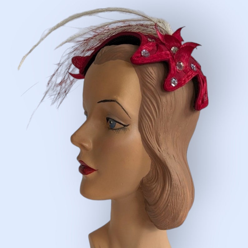 Lorelei 1950s Style, Ruby Red Hollywood Inspired Headdress. Decorated ...