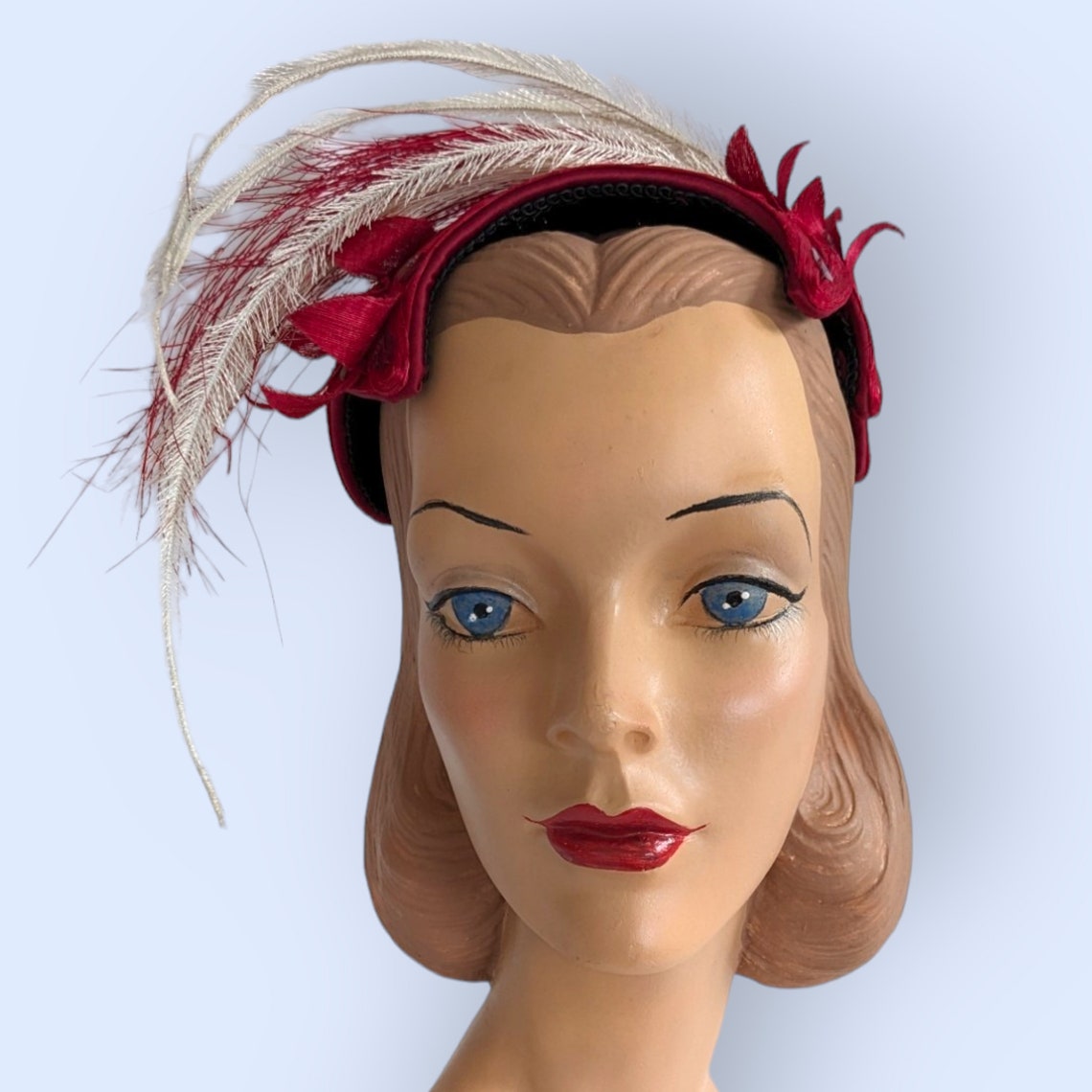 Lorelei 1950s Style, Ruby Red Hollywood Inspired Headdress. Decorated ...
