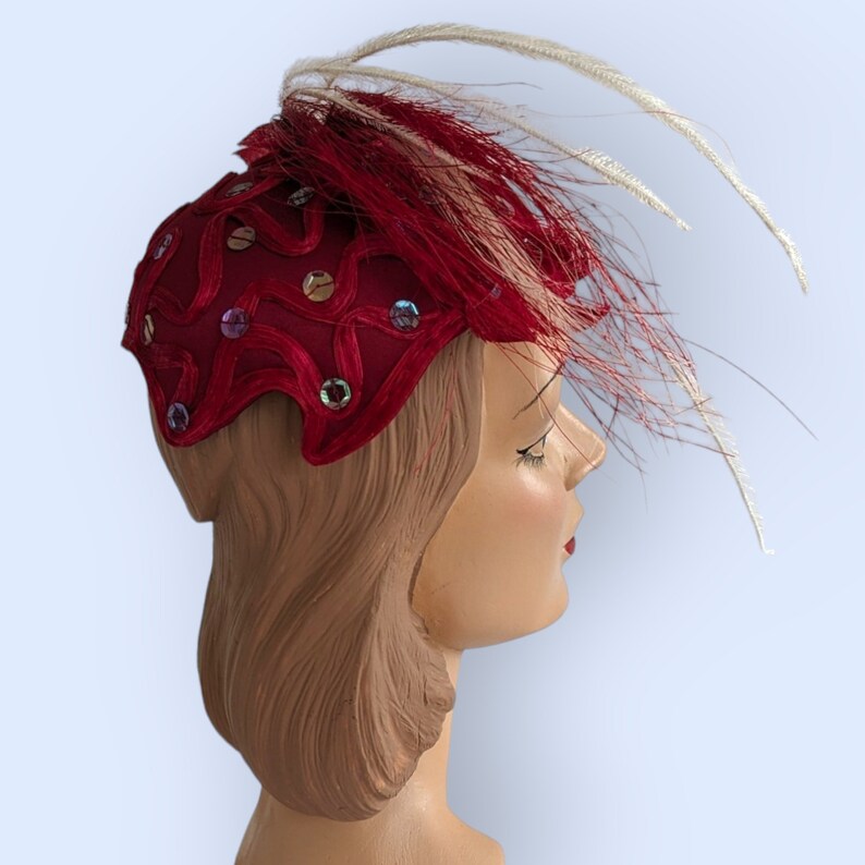 Lorelei 1950s Style, Ruby Red Hollywood Inspired Headdress. Decorated ...