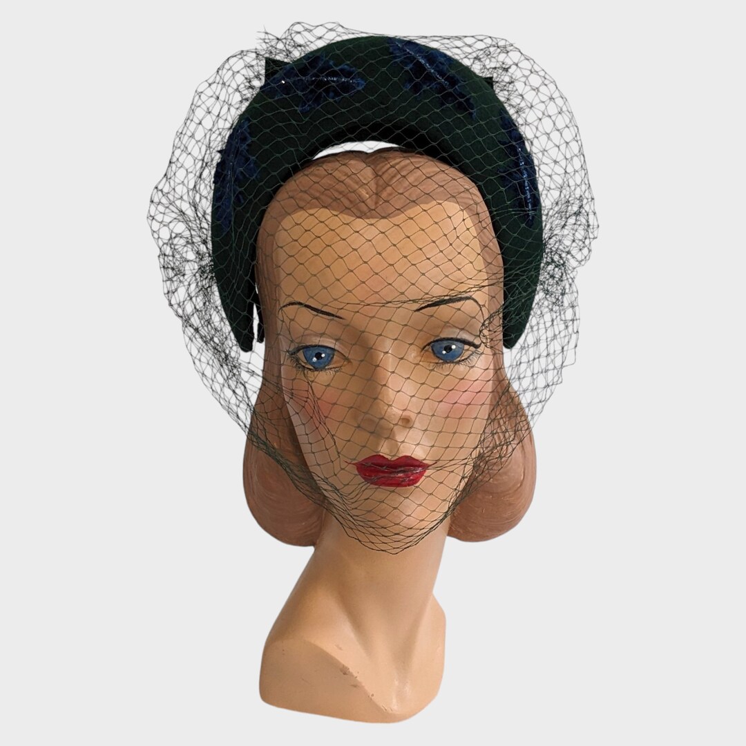 Kelly Bottle Green, Wool Felt Halo Decorated With Vintage Velvet Leaves ...