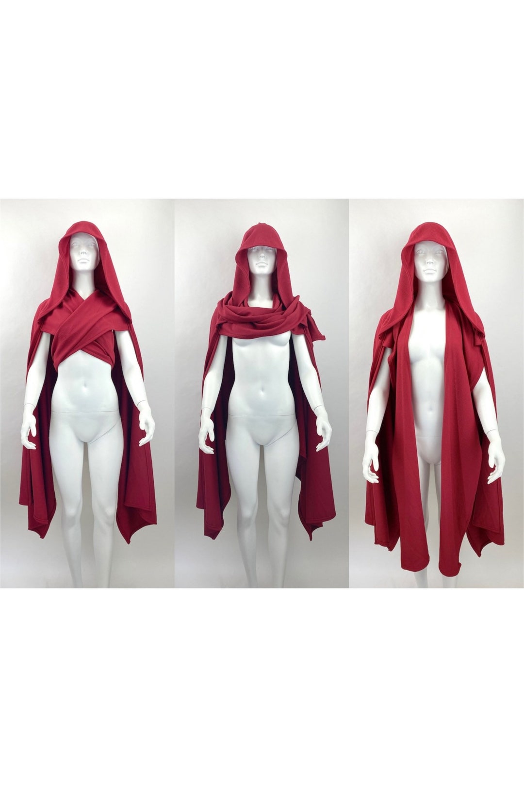 Adult Red Hooded Cloak Costume, Red Renaissance Clothing Women, Adult ...