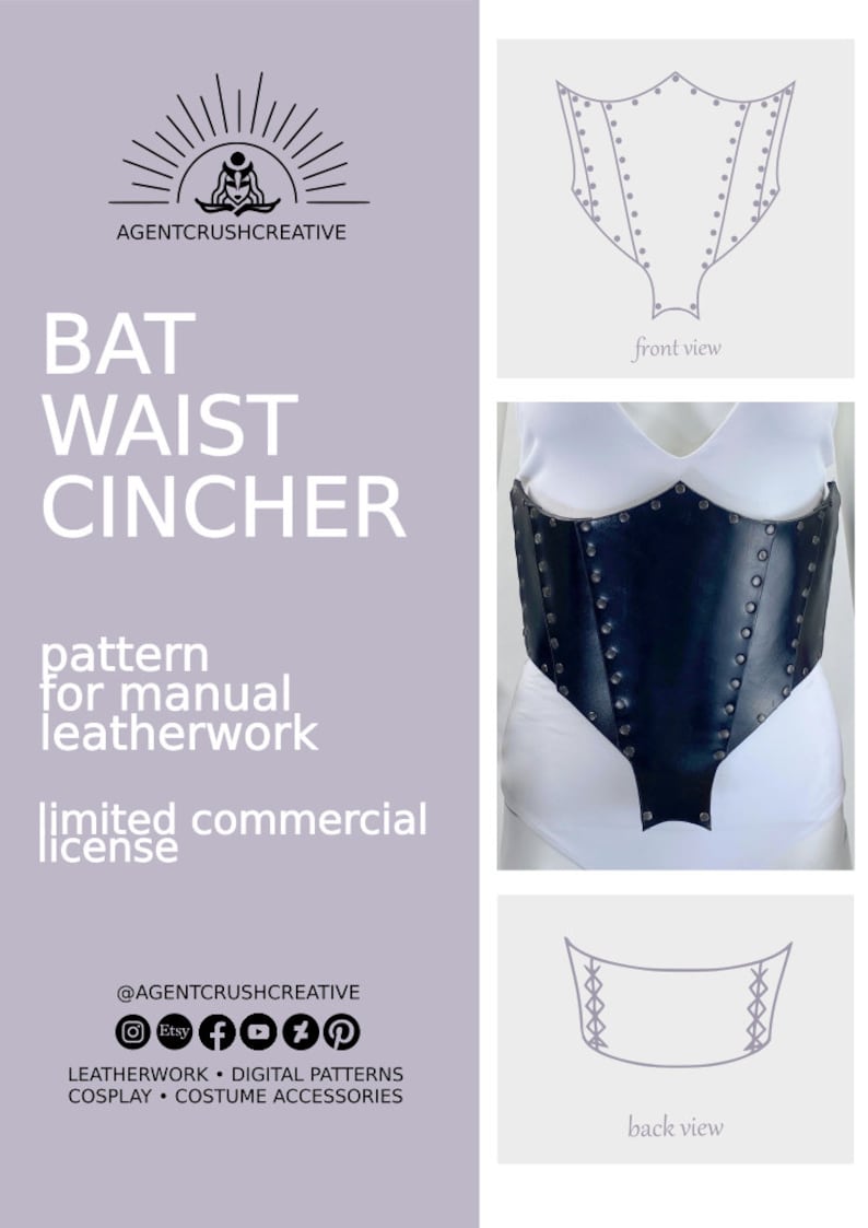 Bat Leather Waist Cincher Pattern Pdf Gothic Corset Belt - Etsy