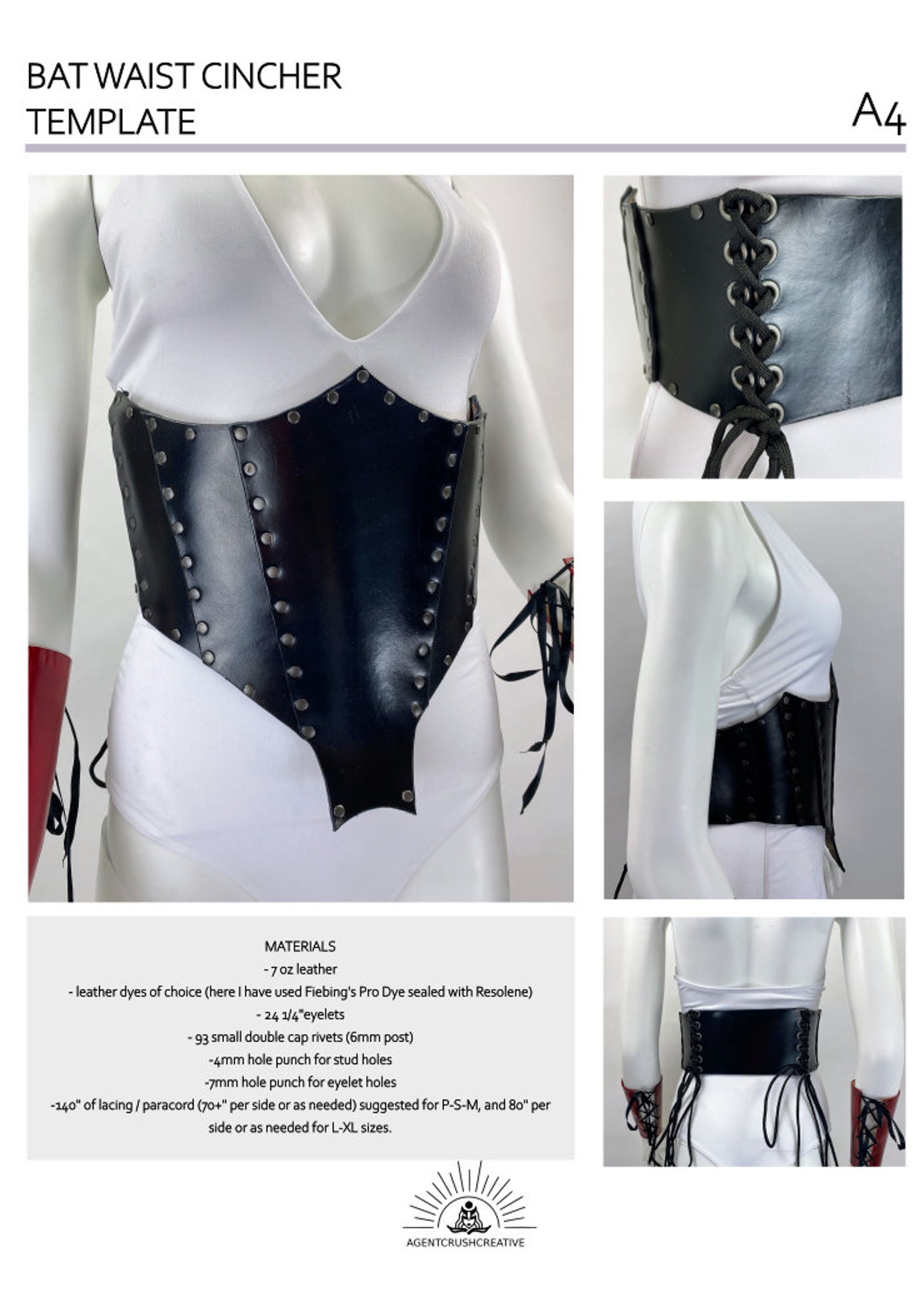 Bat Leather Waist Cincher Pattern Pdf, Gothic Corset Belt Renaissance ...