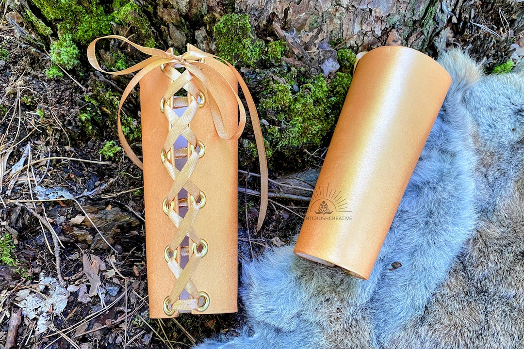 Gold Leather Bracers, Gold Gauntlets, Genuine Leather Gauntlets, Gold ...