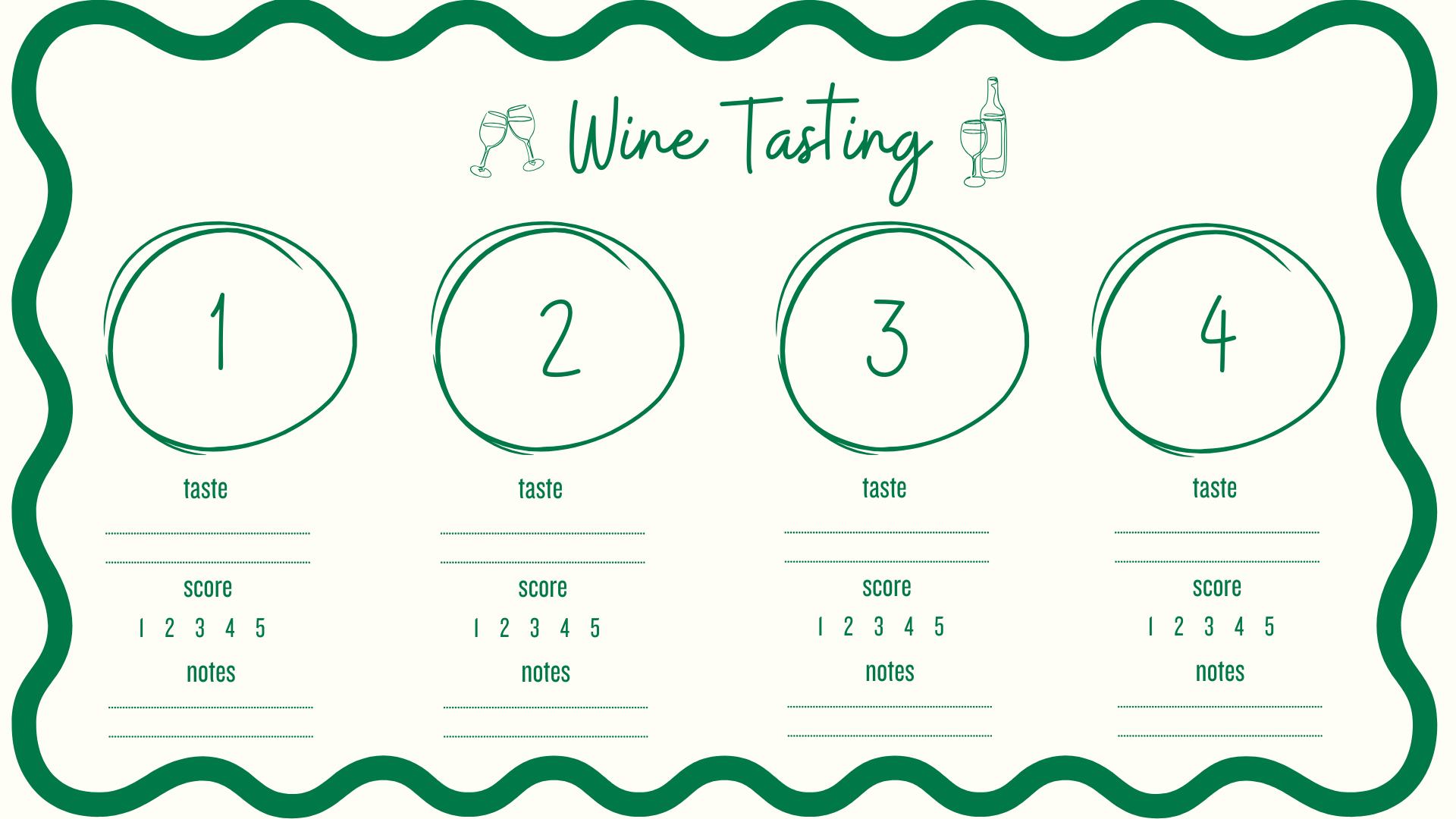 Printable Wine Tasting Sheet | Wine Flight Scorecard | At-home Wine ...