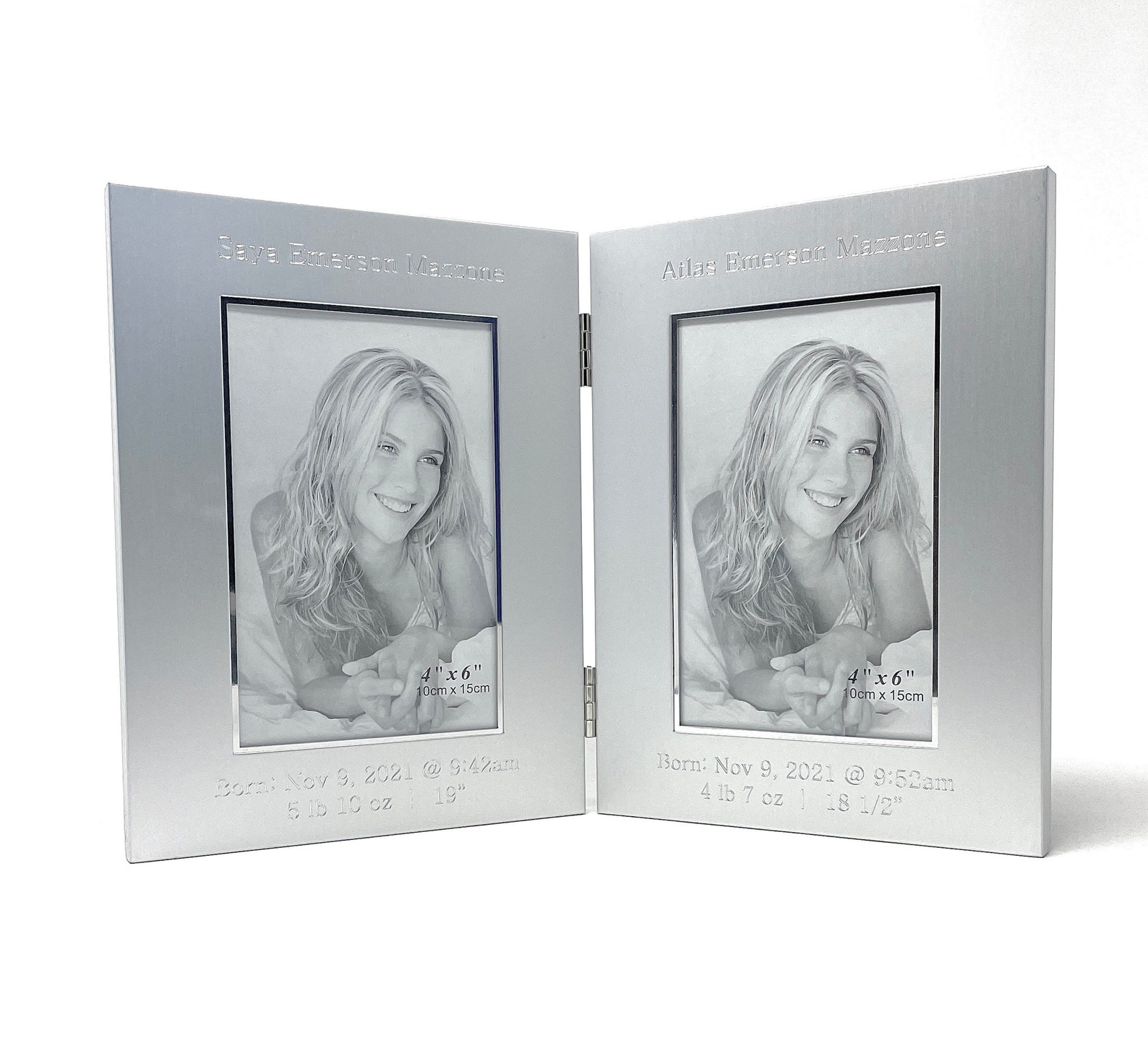 Twin Personalized Photo Frame 4x6 Engraved Double Picture - Etsy