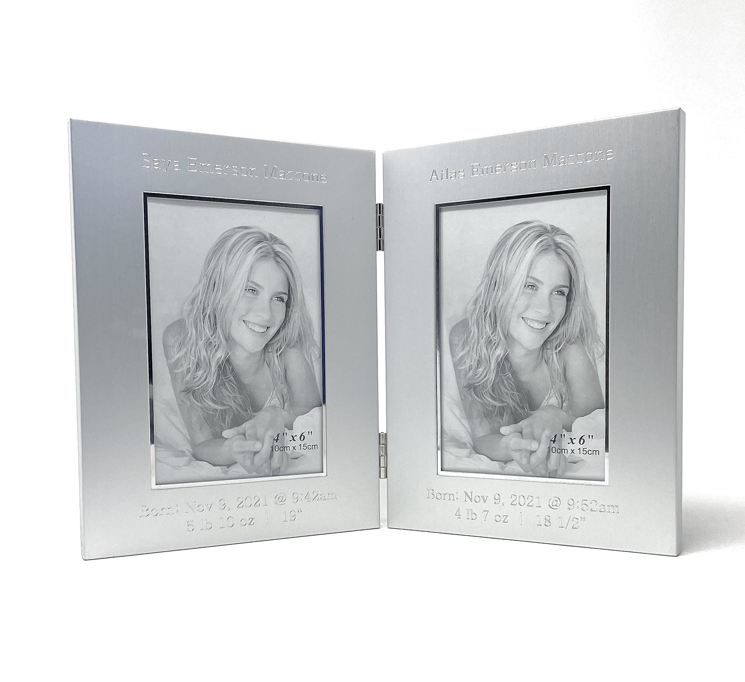 Twin Personalized Photo Frame 4x6 Engraved Double Picture | Etsy