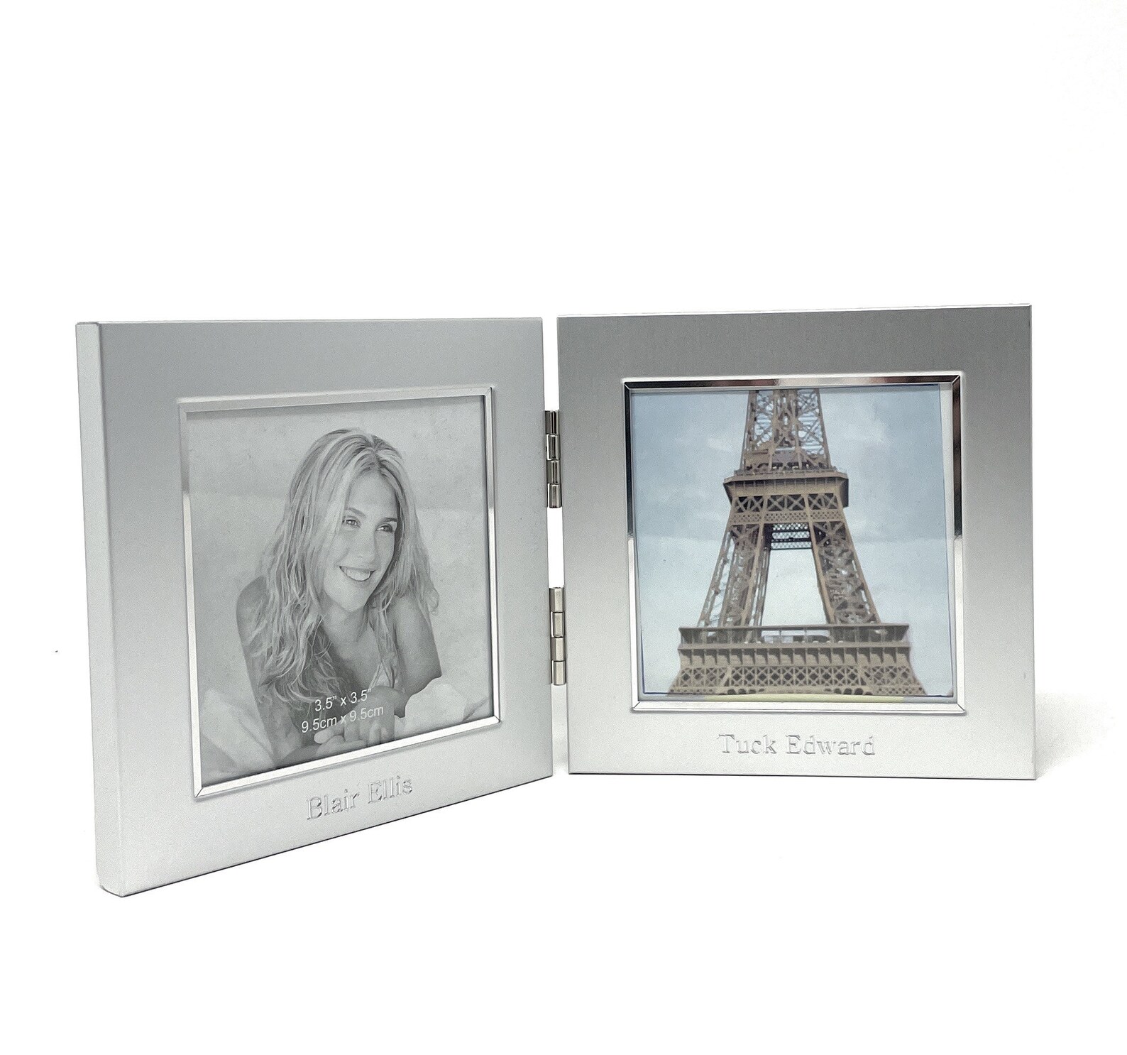 Twin Personalized Photo Frame 4x4 Engraved Double Picture | Etsy