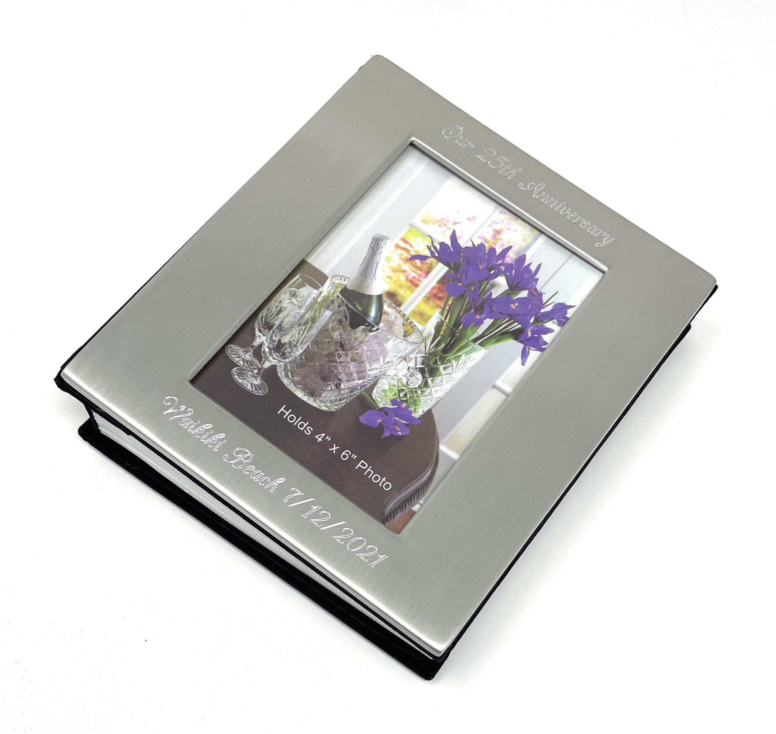 Personalized Photo Album - 4x6 Brushed Metal Picture Frame Engraved ...