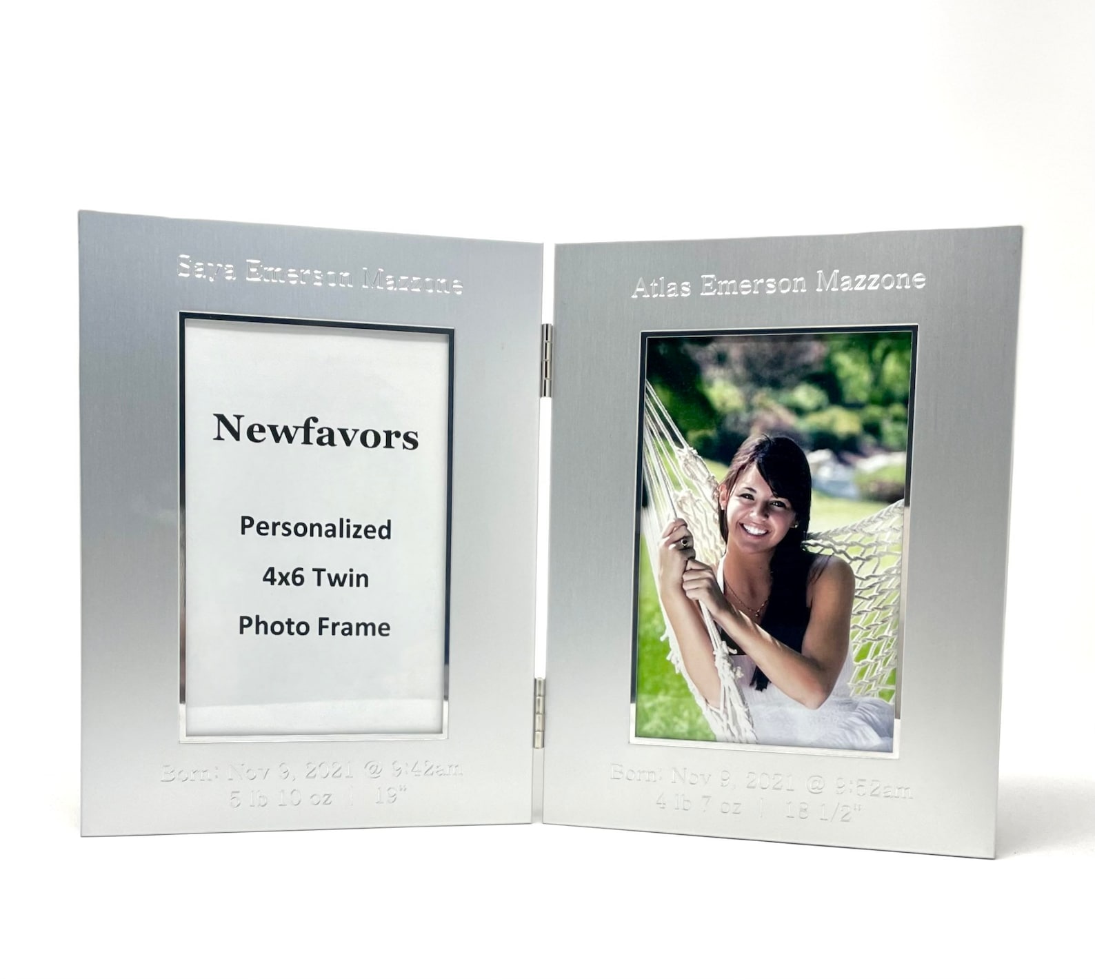 Twin Personalized Photo Frame 4x6 - Engraved Double Picture Frame for ...