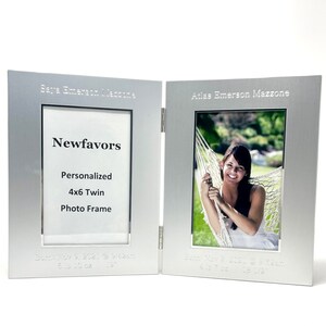 Twin Personalized Photo Frame 4x6 - Engraved Double Picture Frame for ...