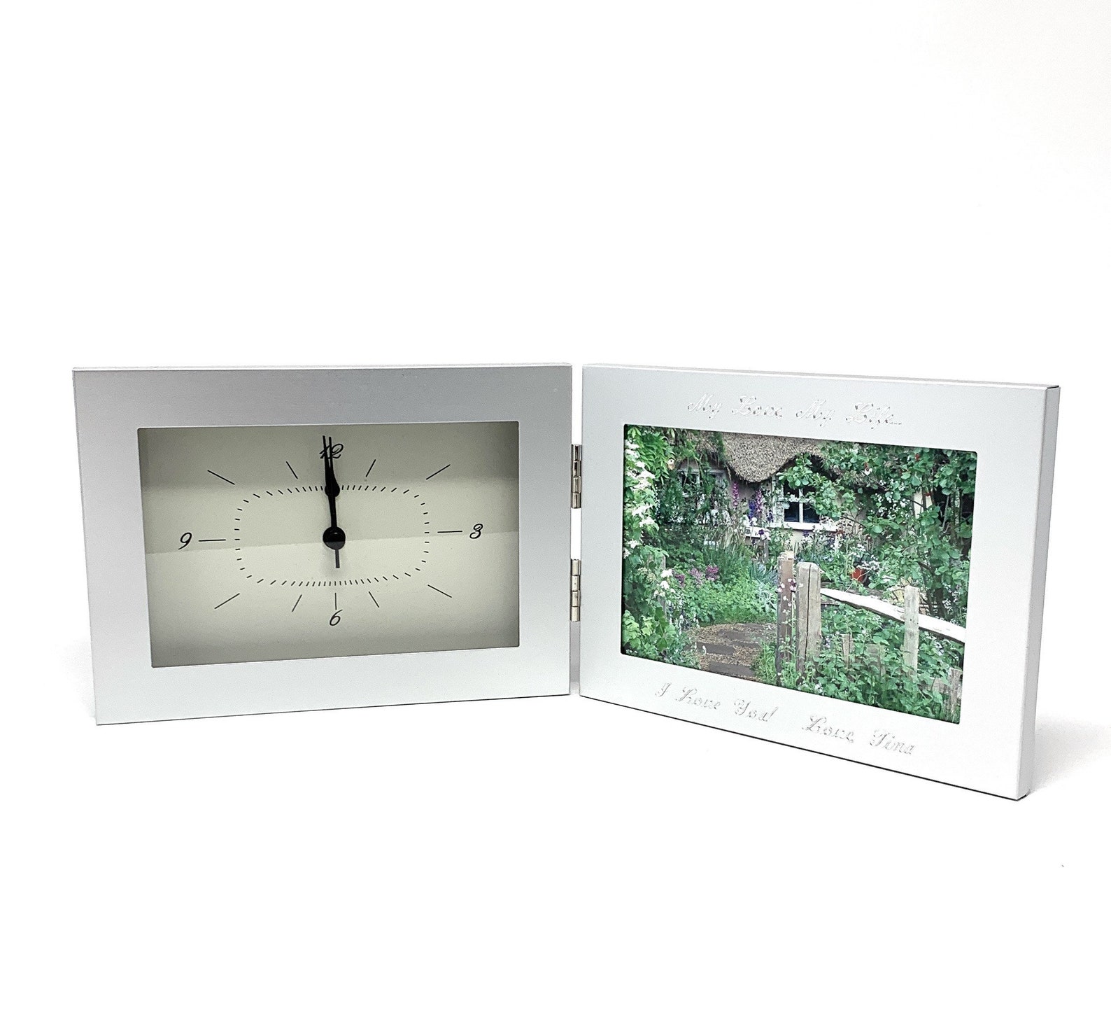 Personalized 4x6 Photo Frame With Clock Engraved Picture Frame | Etsy