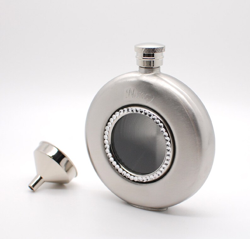 Personalized Liquor Flask Rhinestone Studded With Funnel - Bridesmaid ...