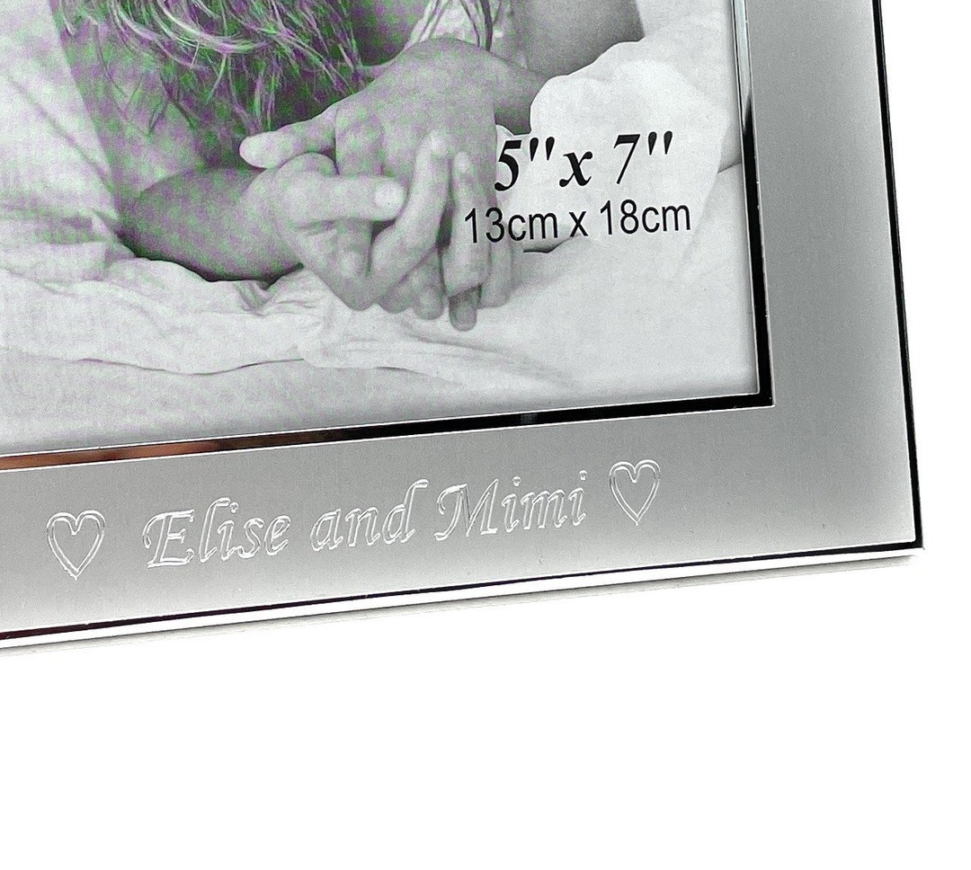 Personalized 5x7 Picture Frame - Engraved Silver Photo Frame Brushed ...