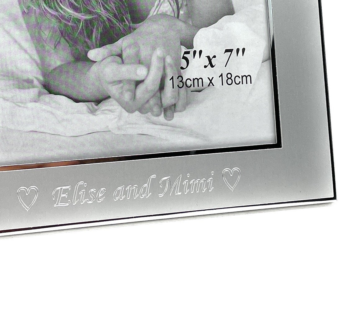Personalized 5x7 Picture Frame - Engraved Silver Photo Frame Brushed ...