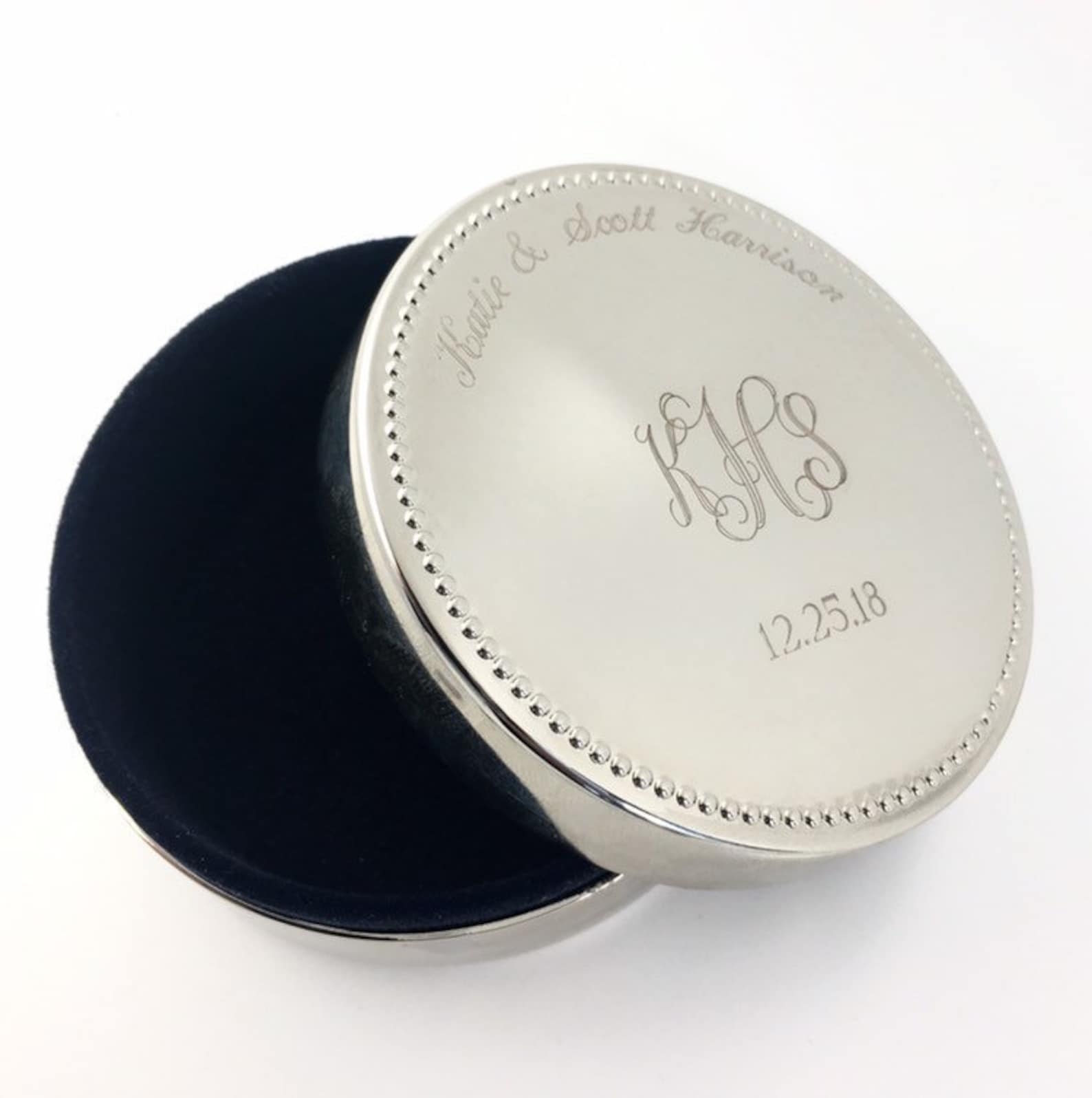 Personalized Round Jewelry Box Engraved With Monogram Logo - Etsy
