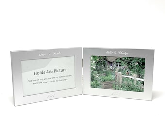 Twin Personalized Photo Frame 4x4 Engraved Double Picture | Etsy