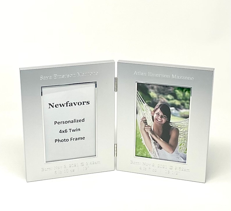 Twin Personalized Photo Frame 4x6 Engraved Double Picture - Etsy