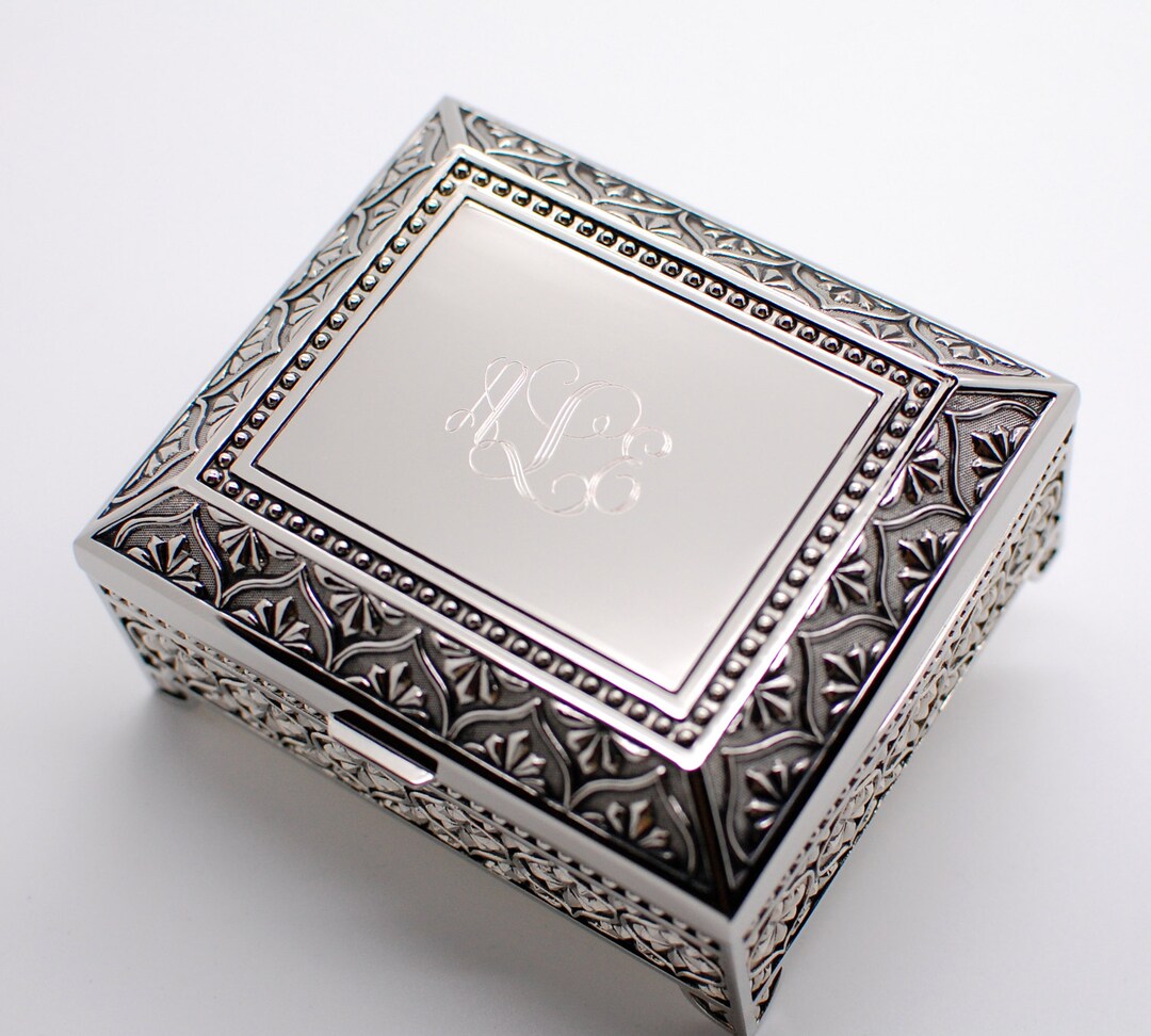 Monogrammed 4 Inch Jewelry Box - Personalized Jewelry Box - Engraved ...