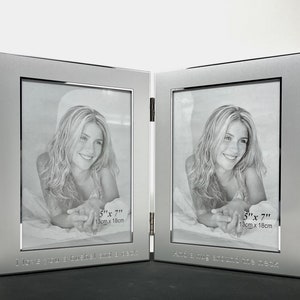 Personalized Twin 5x7 Photo Frame Engraved With Text on 4 Sides. Silver ...