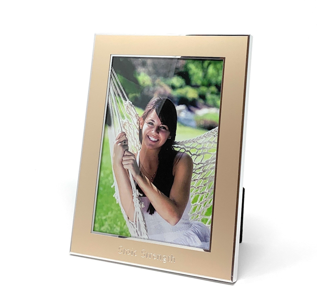 Personalized 5x7 Golden Photo Frame Engraved With Text Unique ...