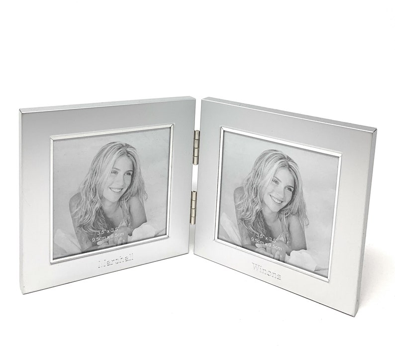 Twin Personalized Photo Frame 4x4 Engraved Double Picture - Etsy
