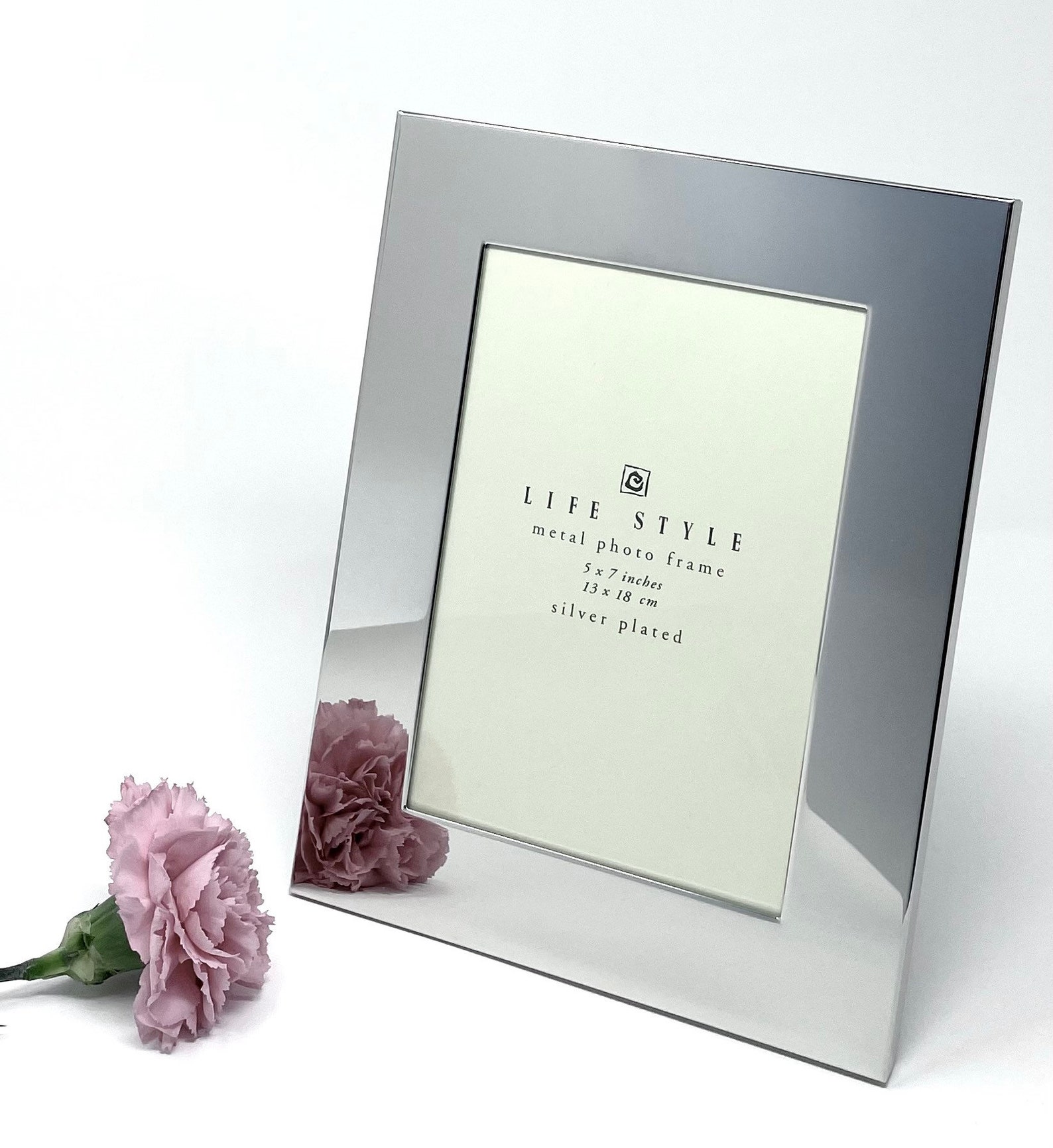 Personalized 5x7 Silver Plated Photo Frame With Wide Boarder With 2 ...