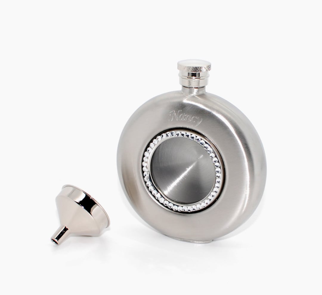 Personalized Liquor Flask Rhinestone Studded With Funnel - Bridesmaid ...