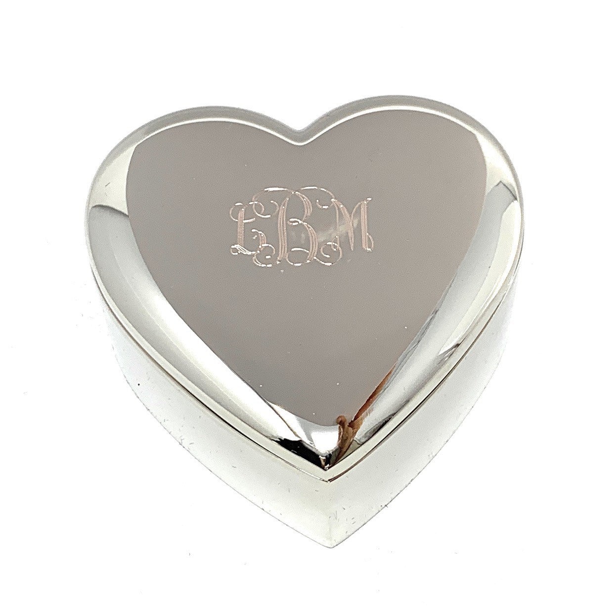 Monogram 3 Letter Heart Jewelry Box Engraved With Center Letter Larger ...