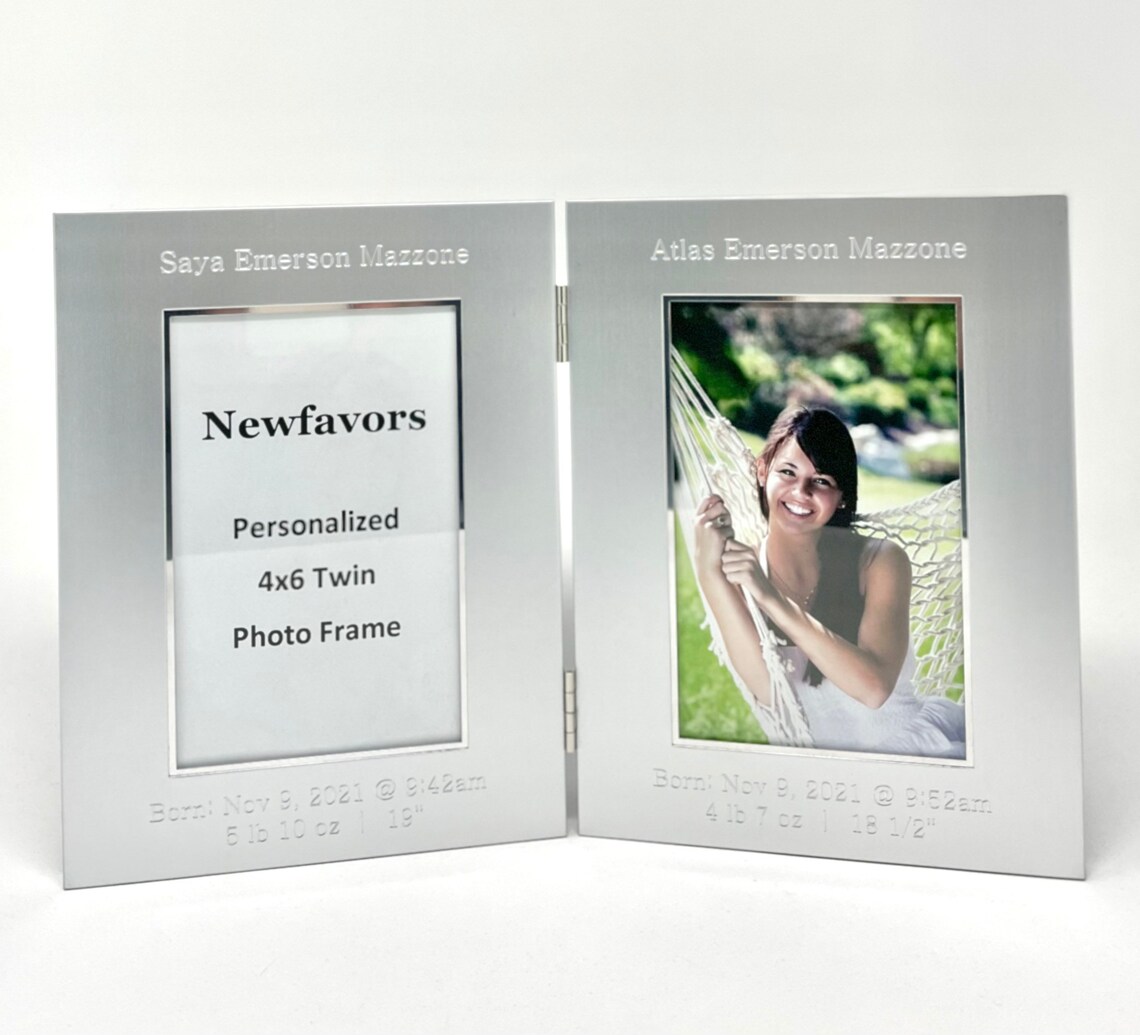 Twin Personalized Photo Frame 4x6 Engraved Double Picture - Etsy