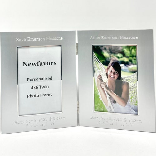 Twin Personalized Photo Frame 4x6 Engraved Double Picture | Etsy