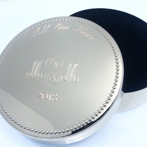 Personalized Round Jewelry Box - Engraved With Monogram Logo and Text ...