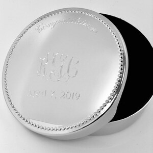 Personalized Round Jewelry Box - Engraved With Monogram Logo and Text ...