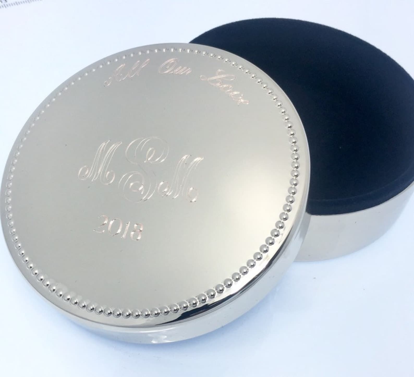 Personalized Round Jewelry Box Engraved With Monogram Logo - Etsy