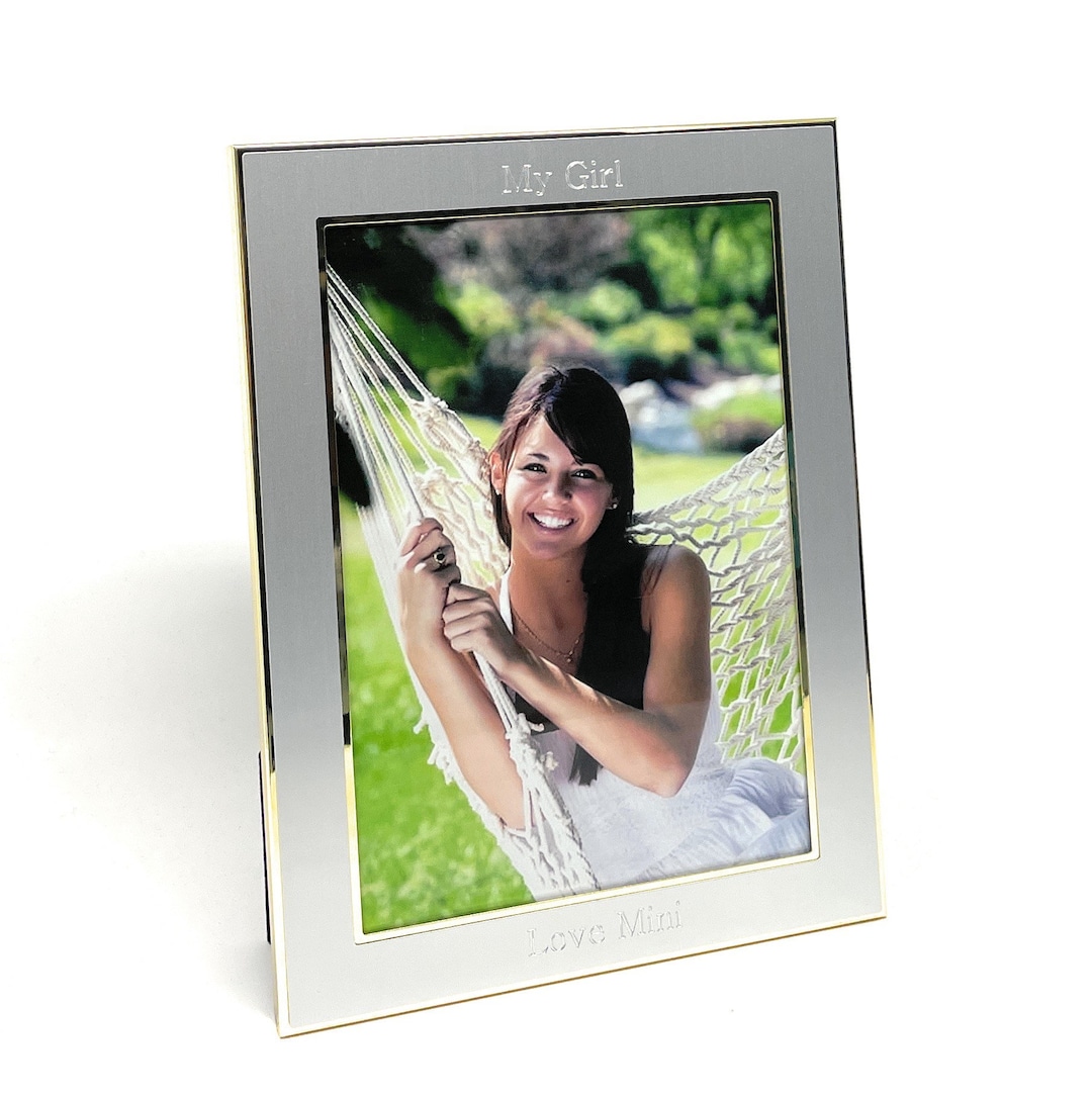 Personalized 5x7 Dual Color Silver & Gold Photo Frame Engraved With ...