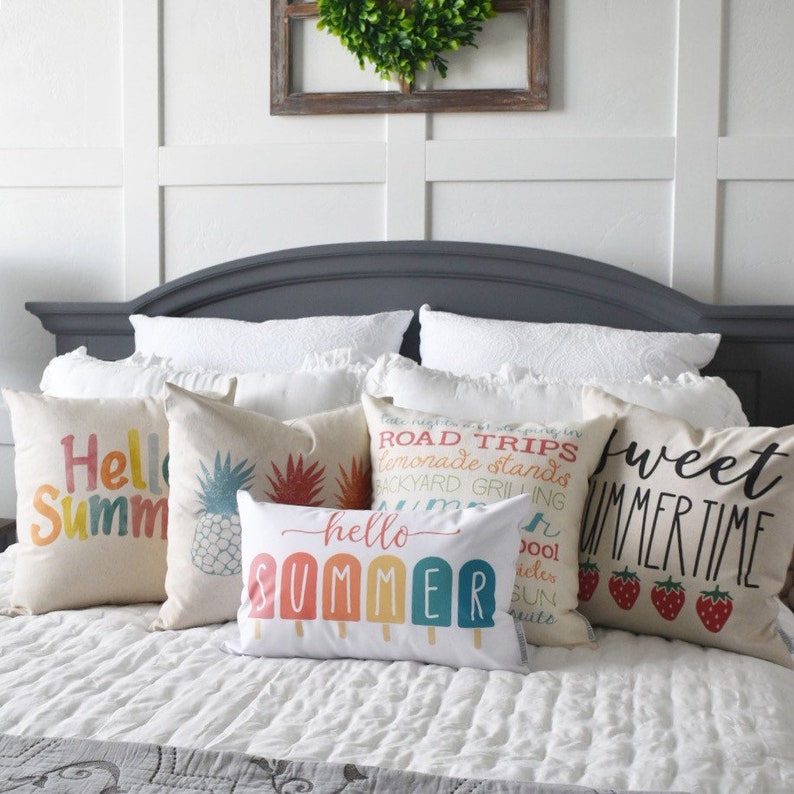 Hello Summer, Happy Summer, Summer Pillow Cover, Summer Decor - Etsy