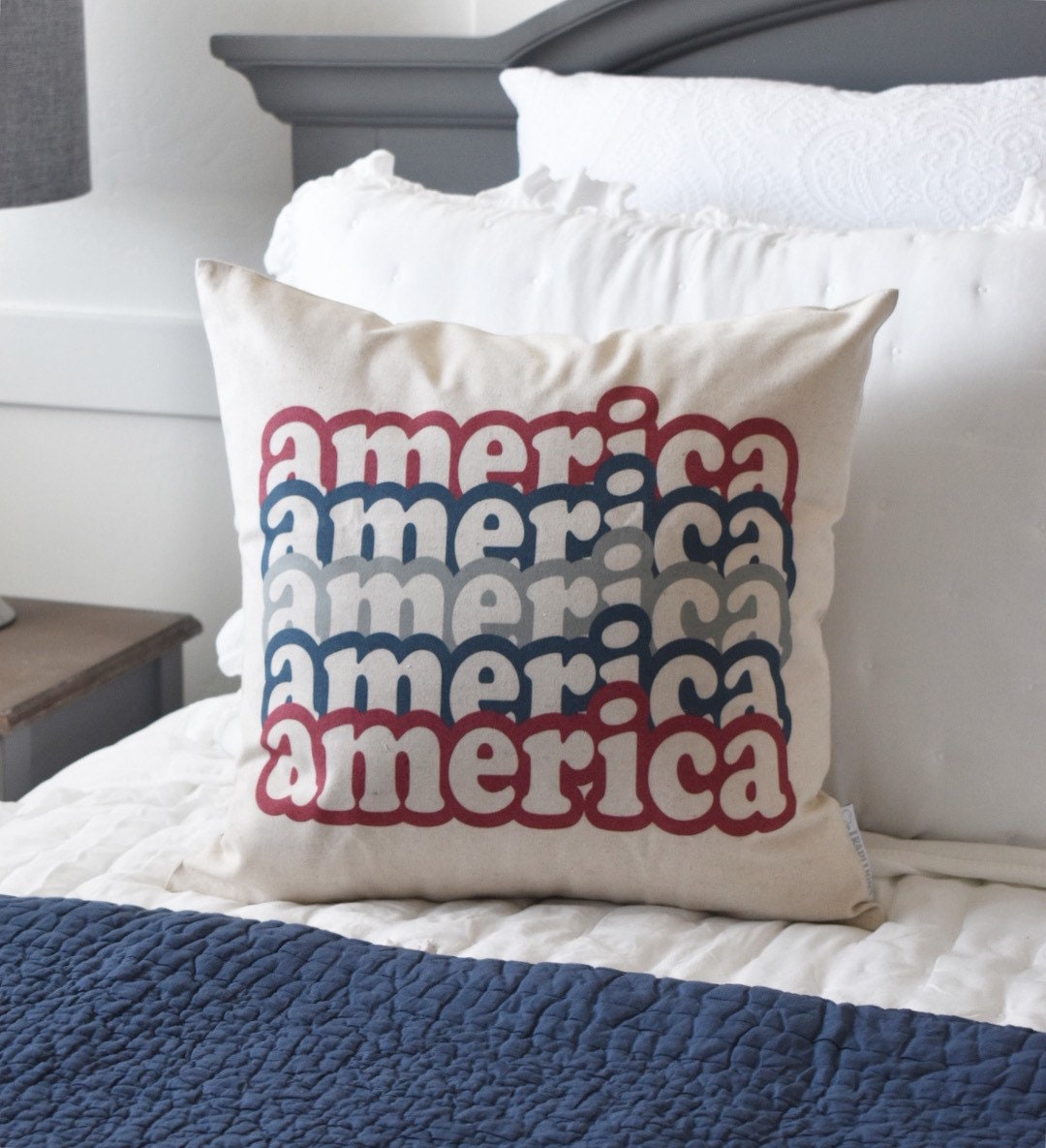 Patriotic Pillow Cover, Americana Pillow Cover, Memorial Day, Fourth of ...