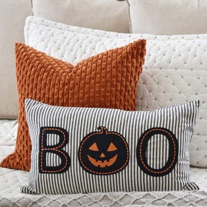 Boo Pillow Cover, Embroidered Halloween Pillow Cover, Halloween Decor ...