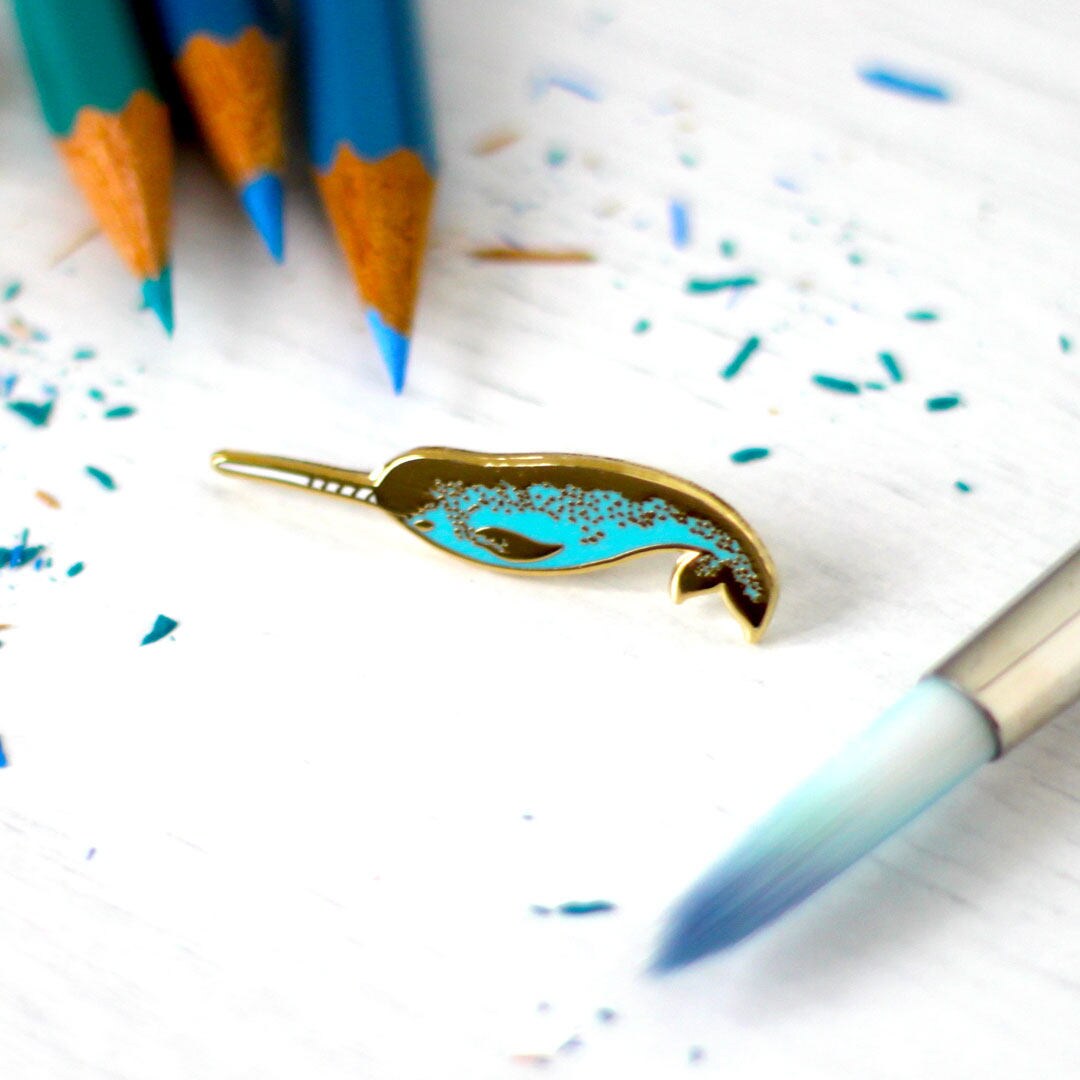 Narwhal Enamel Pin Whale Enamel Pin Hard Enamel Pin | Etsy
