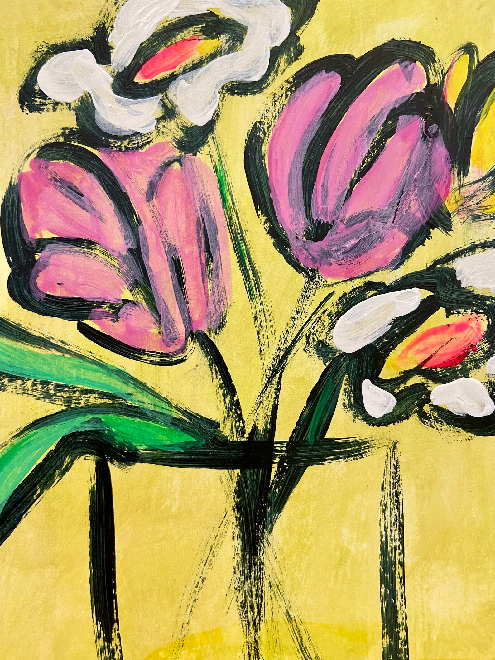 Abstract Floral Painting Expressionist Flower Wall Art Colorful Floral ...