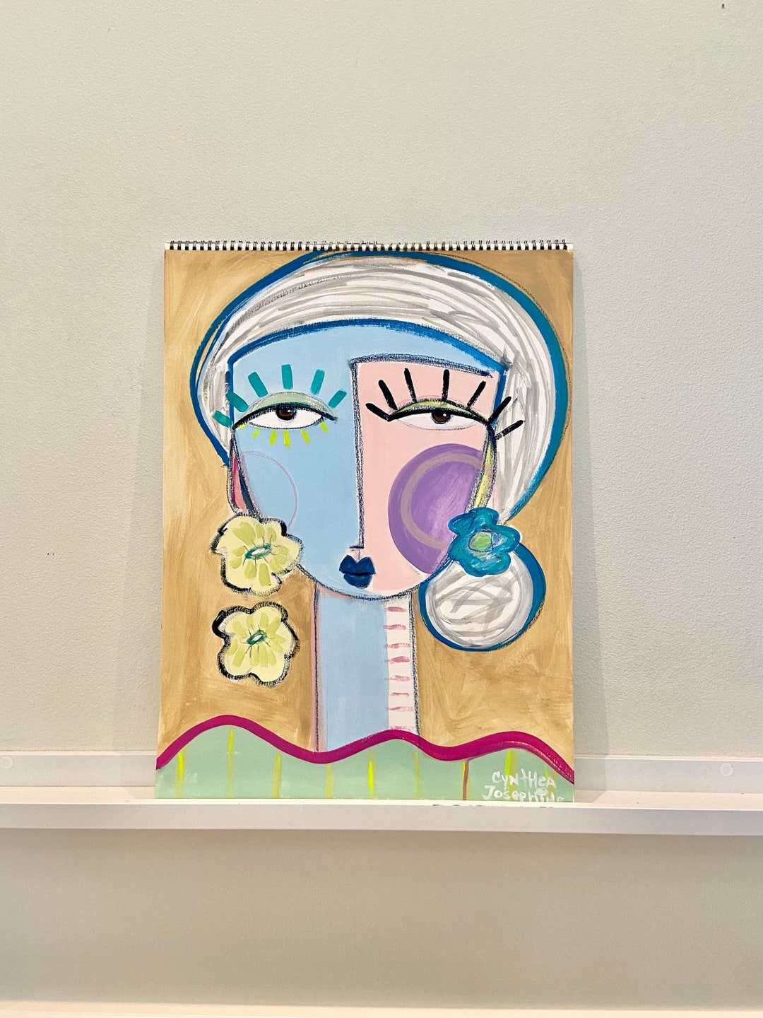 Whimsical Face Painting Abstract Girl Portrait Wall Art Abstract Face ...